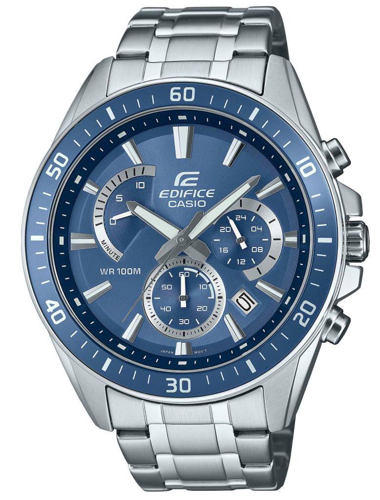 Casio Edifice Blue Chronograph | Alumiinikehys ja 100M vedenkestävyys