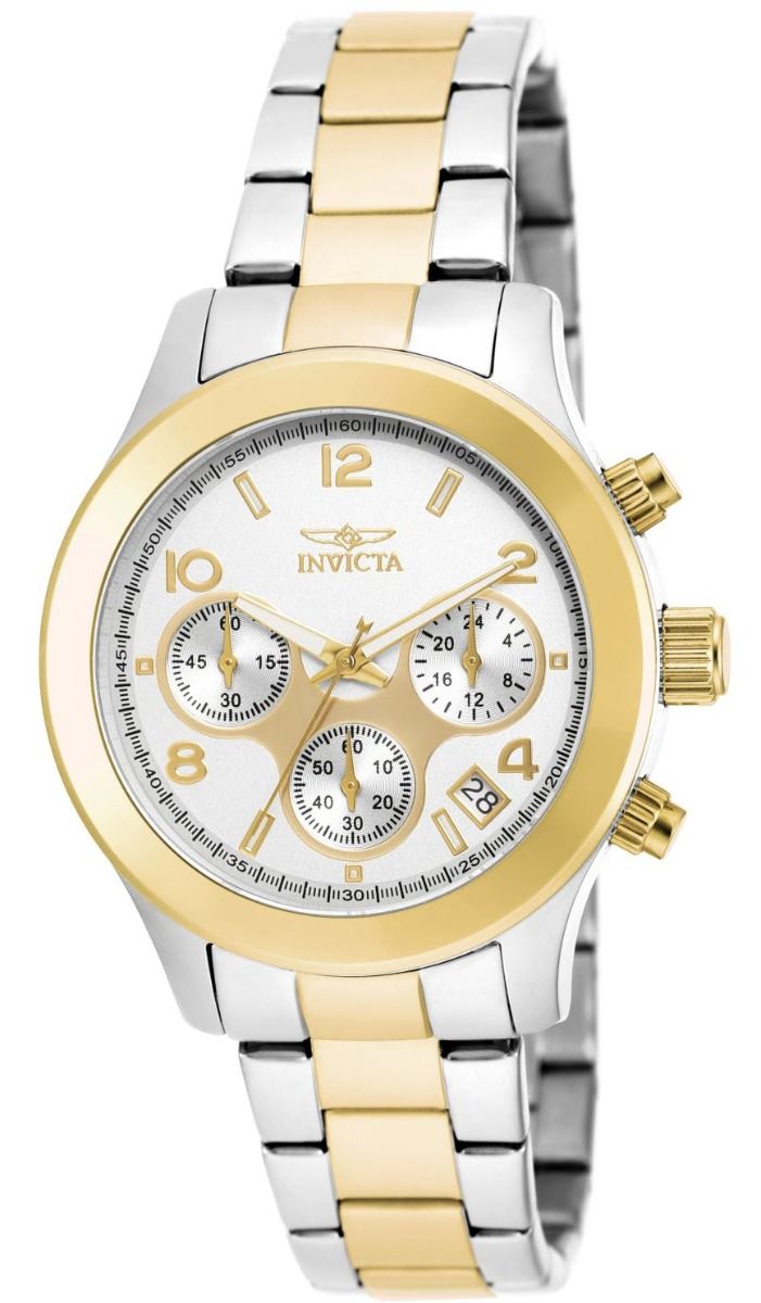 Invicta Angel Lady 38mm Stainless Steel Gold + Steel Silver Dial 19219