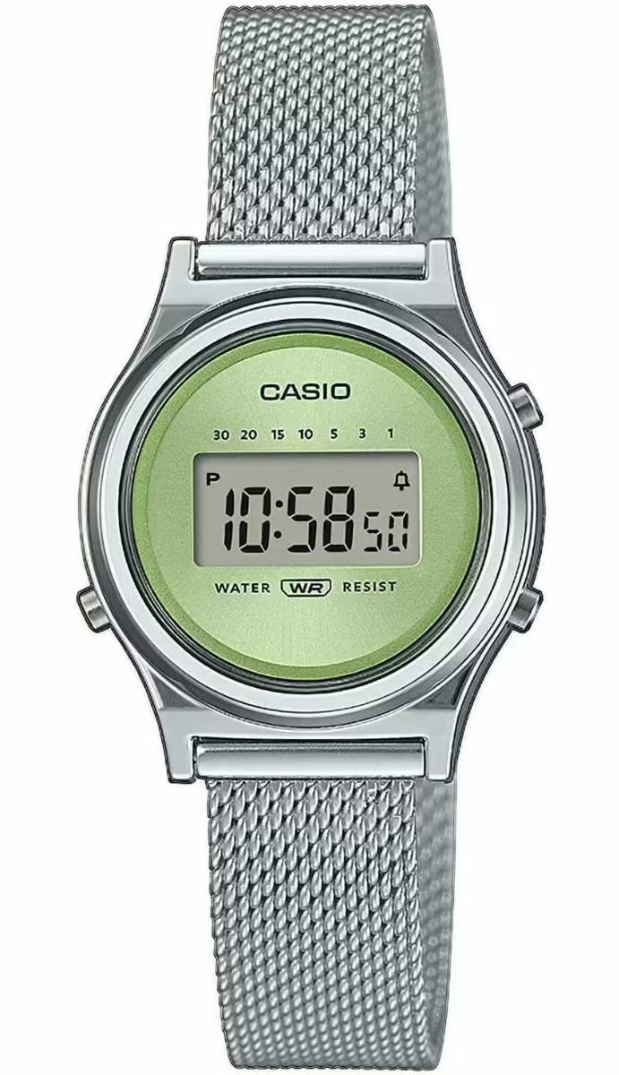 Retro vihreä digitaalinen kello | Petite Casio mesh-rannekkeella